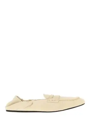 Miu Miu Miu Miu Suede Logo Loafers Ivory