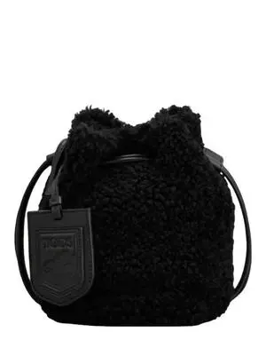 TOD'S Micro Shearling Bucket Bag - Black