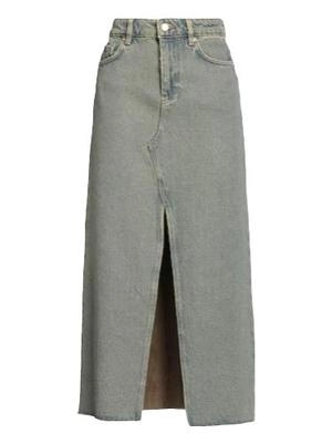 GANNI Denim Flared Midi Skirt - Gray