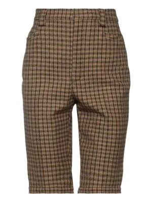 Saint Laurent Saint Laurent High Waisted Plaid Bermuda Shorts Brown