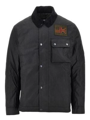 Barbour Barbour Workwear Waxed Cotton Jacket With Fleece Trim Black