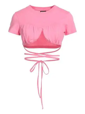 Jacquemus Jacquemus Short-Sleeved Top With Tie Detail Pink