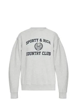 SPORTY  RICH Sporty & Rich Varsity Crest Crewneck Sweatshirt - Grey
