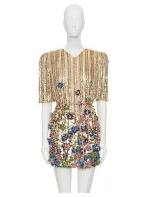 Valentino Garavani Embellished V-neck Mini Dress - Nude