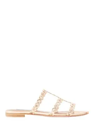 AQUAZZURA Perforated Metallic-leather Flats - Nude