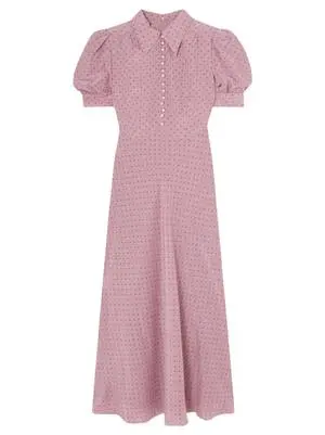 Alessandra Rich Polka Dot Midi Dress - Pink