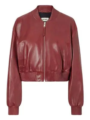 ARMA Arma Hannan Leather Bomber Jacket Red