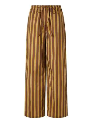 Staud Cotton Vertical Stripe Trousers - Brown