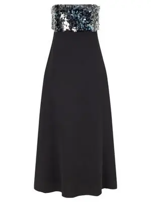 Staud Sequin Strapless Midi Dress - Black