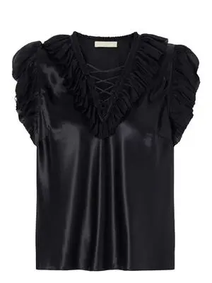 Ulla Johnson Ulla Johnson Ruffled Silk Blouse Black