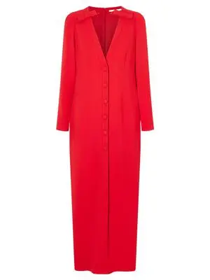 Alessandra Rich Bow-decorated V-neck Crepe Dress - Red