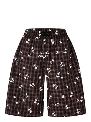 GANNI Ganni Floral Plaid Culottes Black