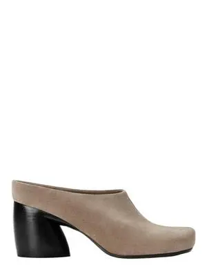 Loewe Loewe Oval Block Heel Mules In Suede Calfskin Hazelnut