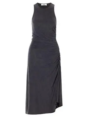 AGOLDE Sleeveless Draped Ruched Midi Dress - Black