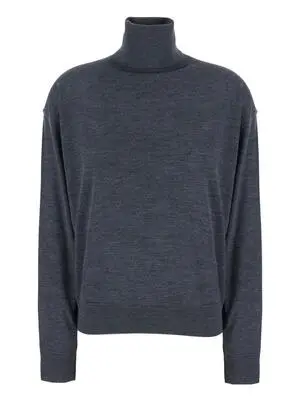 SEMICOUTURE Virgin Wool High Neck Sweater - Grey