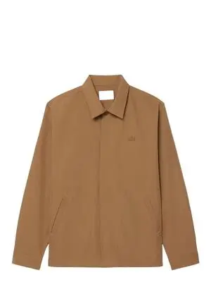 Lacoste Zip-up Overshirt Jacket With Embroidered Logo - Brown