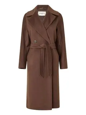 Max Mara Long Wool Blend Wrap Coat - Brown