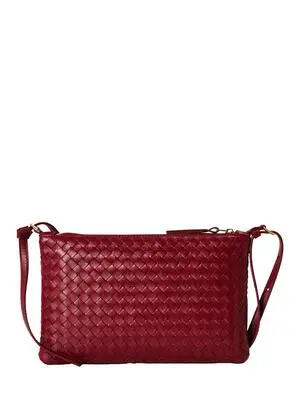 Bottega Veneta Woven Leather Crossbody Bag - Red