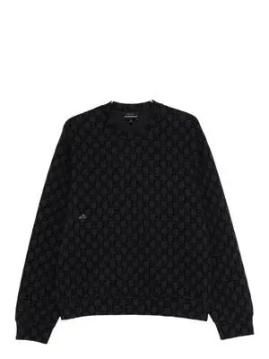 Emporio Armani Monogram Pattern Long Sleeve Sweater - Blue