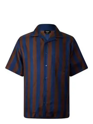 Fendi Verticalstriped Shortsleeve Shirt - Black
