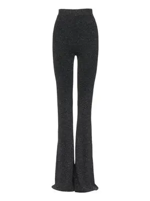 Valentino Garavani Valentino Flared Ribbed Knit Metallic Pants Black
