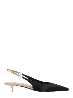 Saint Laurent Two-tone Satin Slingback High Heels - Black