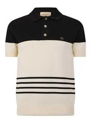 Valentino Garavani Shortsleeve Knit Polo Shirt - Black