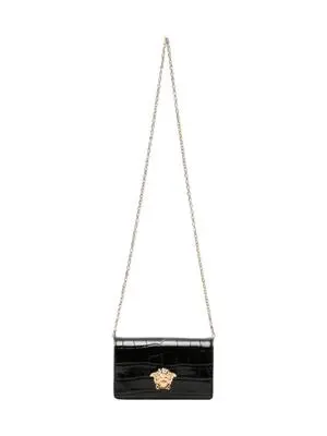 Versace Medusa '95 Croc-effect Shoulder Bag - Black