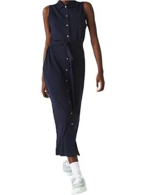 Lacoste Sleeveless Belted Shirtdress - Black