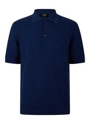 Fendi Shortsleeve Knit Polo - Blue