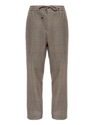 Etro Checkered Drawstring Casual Pants - Brown