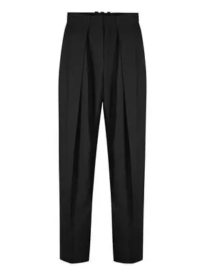 Balmain Solid Color Pleated Trousers - Black