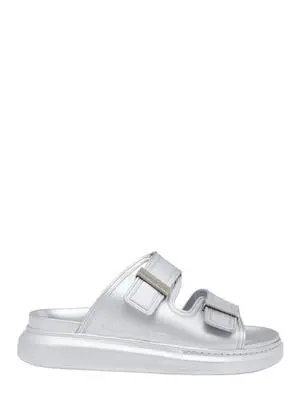 Alexander McQueen Alexander McQueen Hybrid Buckled Sandals In Metallic Silver Rubber Silver
