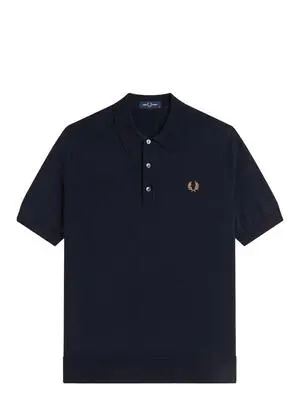 Fred Perry Knitted Short Sleeve Polo Shirt - Black