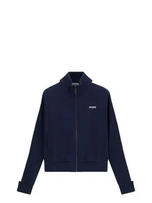 Guess High Neck Zip-up Sports Top - Black