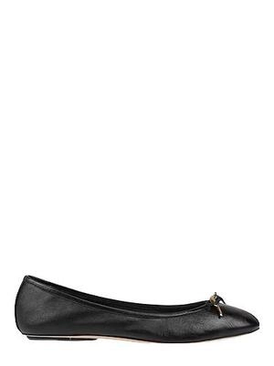 Chloé Genuine Leather Ballet Flats With Bow Detailing - Black