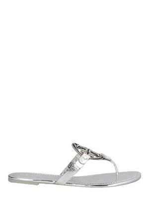 Tory Burch Tory Burch Metallic Embellished Flip Flops Gray