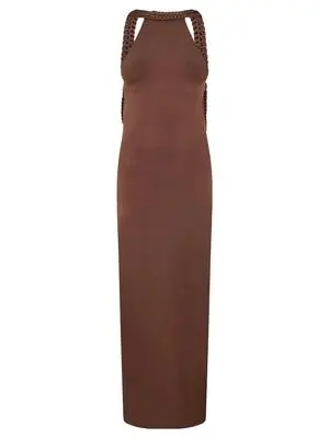 Cult Gaia Maxi Dress With Braided Halter Neck And Open Back - Red