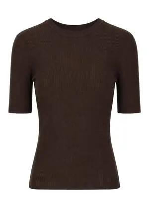 P.a.r.o.s.h Short Sleeve Ribbed Knit Top - Black