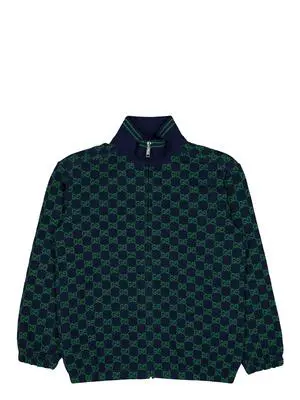 Gucci Gg Logo Zip Up Jacket - Blue/green