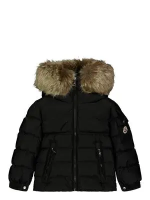 Moncler Quilted Hooded Puffer Jacket With Faux Fur Trim - Black
