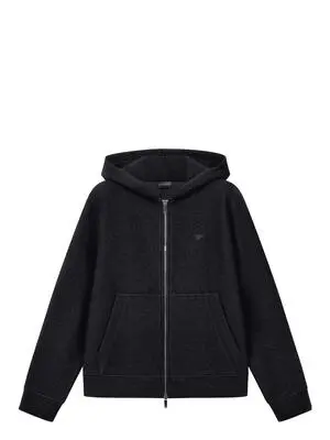 Emporio Armani Textured Hooded Blouson Jacket - Black