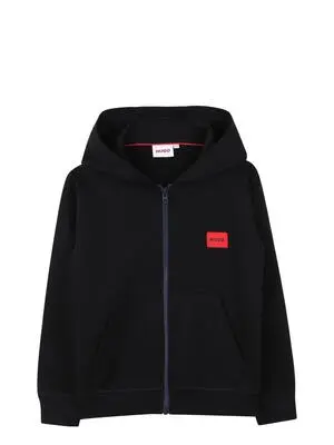 Hugo Boss Full Zip Hoodie With Logo Branding - Black