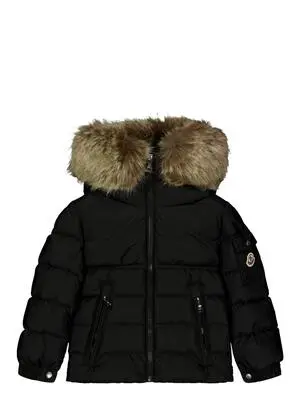 Moncler Quilted Hooded Puffer Jacket With Fur Trim - Black