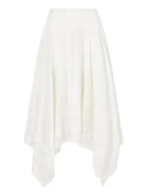 Staud Ainsley Asymmetrical Lace Trim Midi Skirt - Ivory