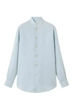 Loro Piana Loro Piana Thea Mandarin Collar Shirt Blue Shell
