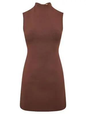 Cult Gaia Sleeveless Mock Neck Mini Dress With Open Back And Knotted Detail - Red