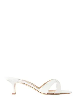 Manolo Blahnik Patent Leather Crossover Kitten Heels - White