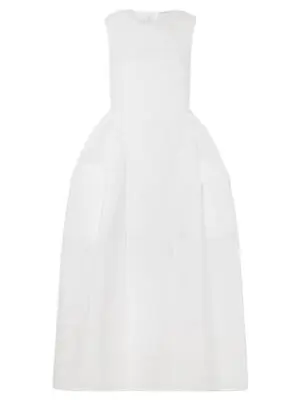 Cecilie Bahnsen Sleeveless Geometric Embroidered Asymmetrical Dress - White
