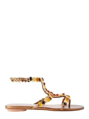 AQUAZZURA Embellished Leather Gladiator Sandals - Nude